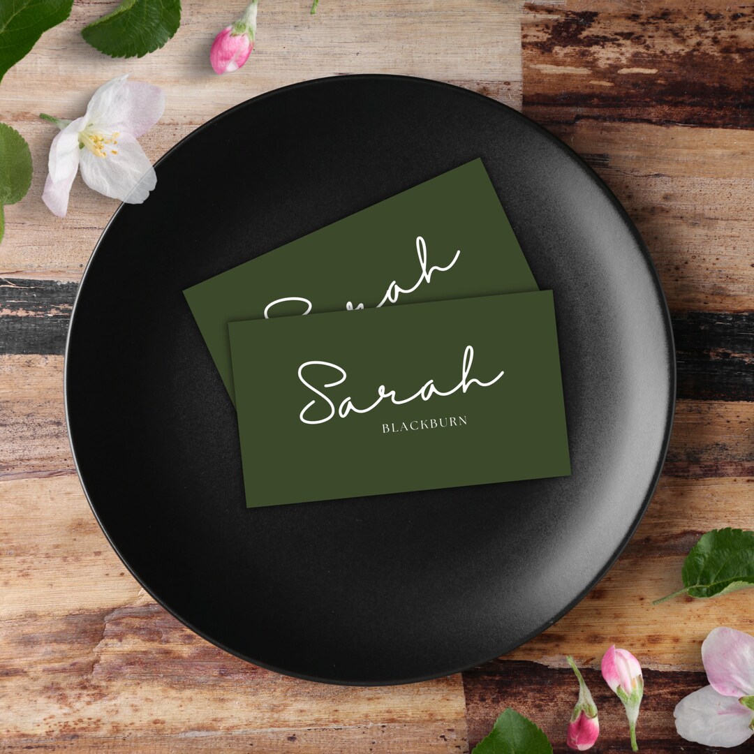 Printable Name Card Template, Editable Place Card Canva Template ...