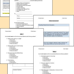 Therapy Private Practice Documents Including Intake, Assessment ...
