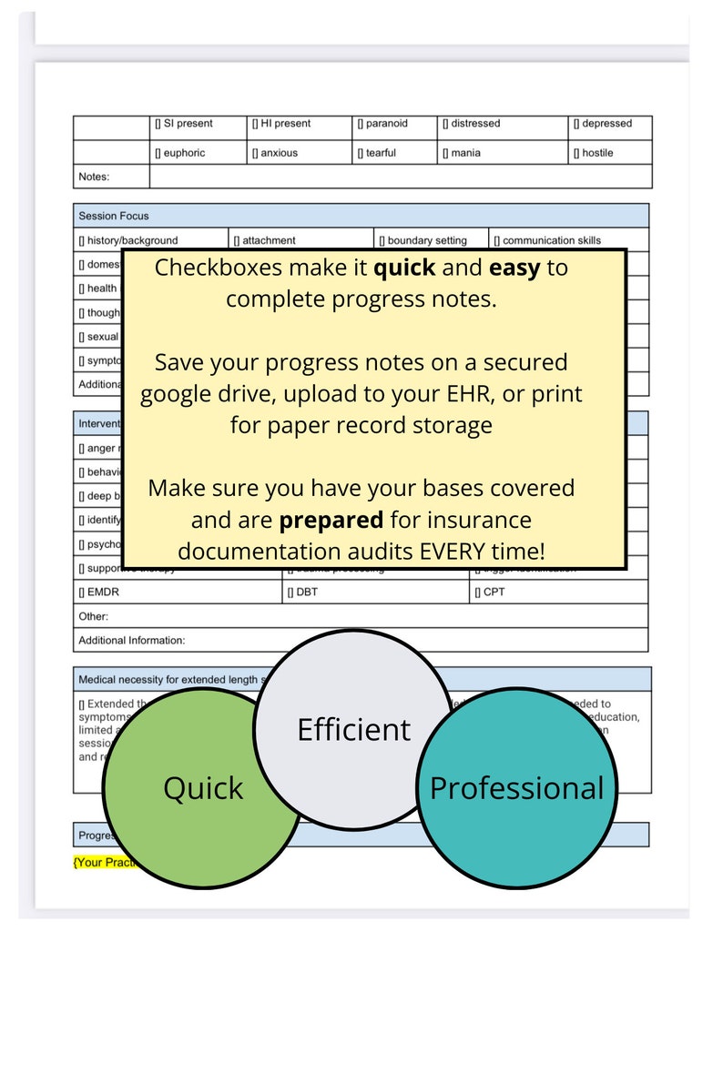 Clinical Therapy Progress Note Template - Etsy UK