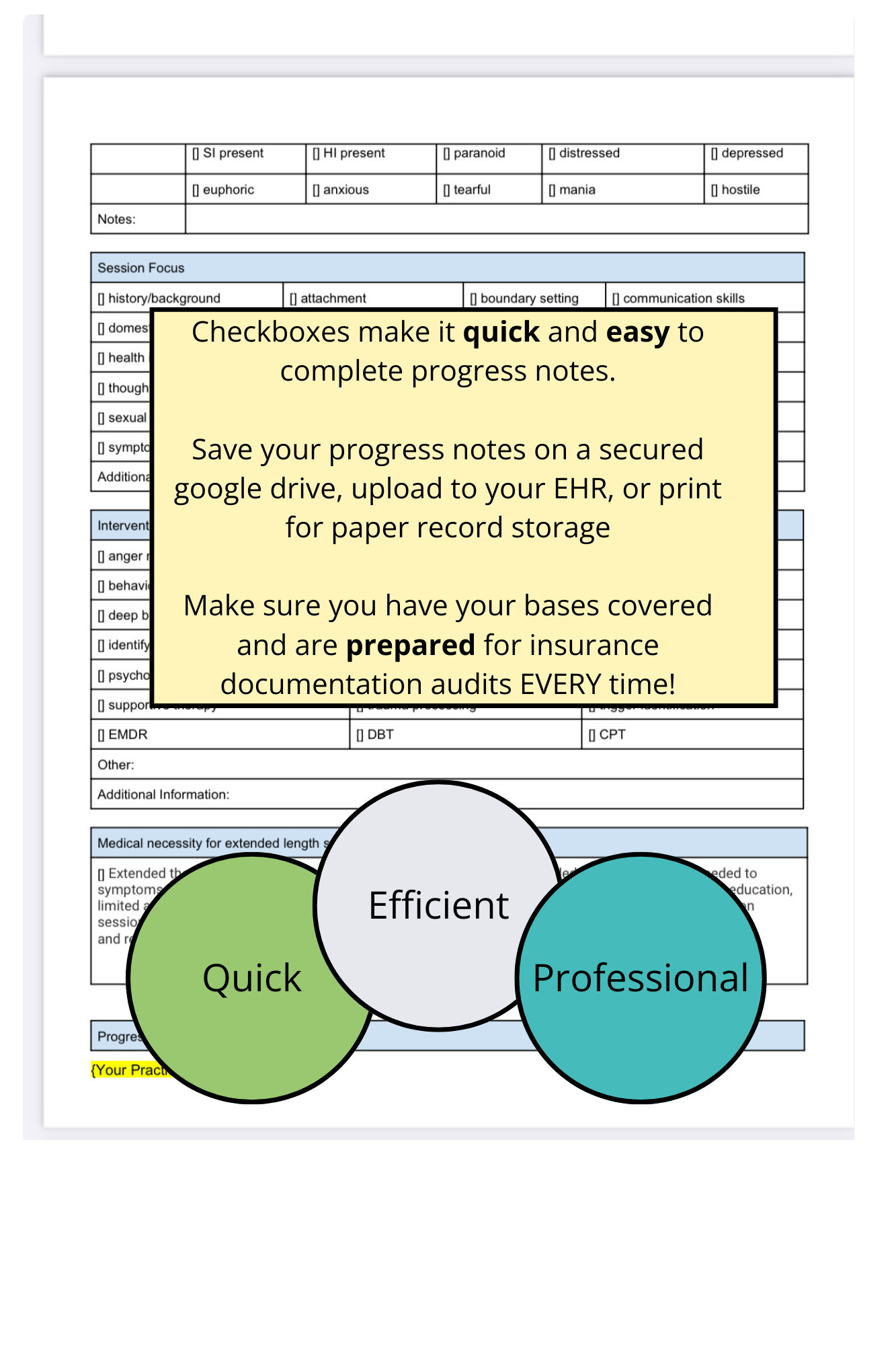 Clinical Therapy Progress Note Template - Etsy UK