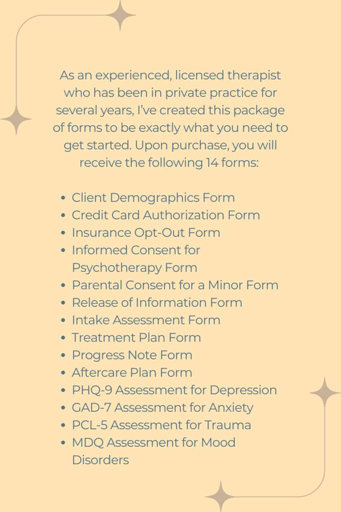 Therapy Private Practice Documents Including Intake, Assessment ...