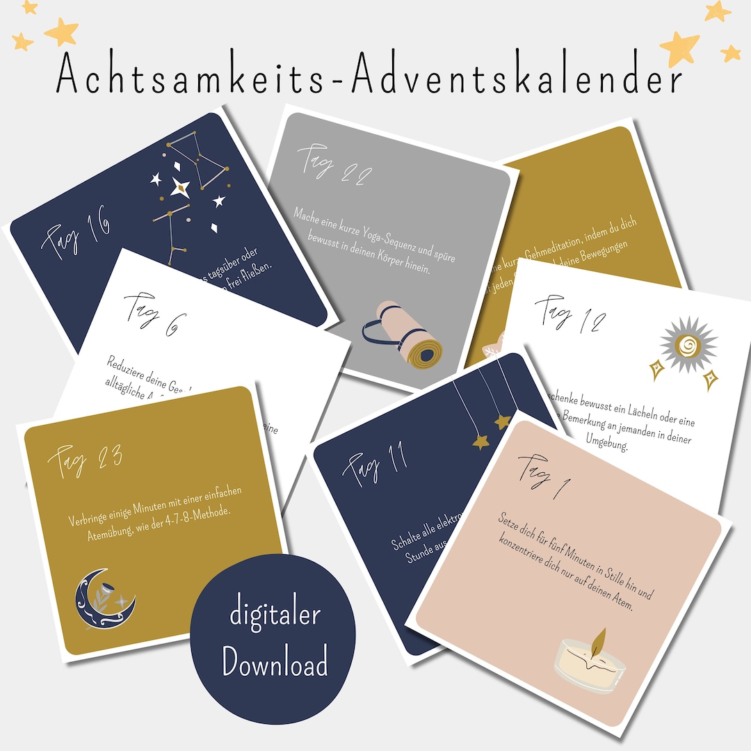 Mindfulness Cards Advent Calendar 24 Cards Self-care Mindfulness ...
