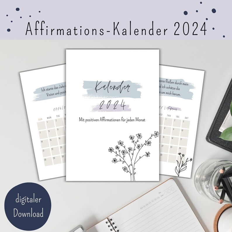 Calendar 2024 Affirmation Calendar Desk Calendar Postcards Gift ...