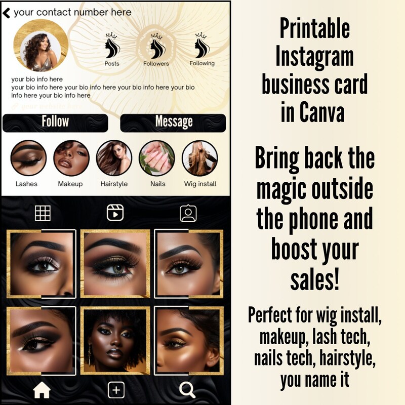 Ig Business Card Template - Etsy