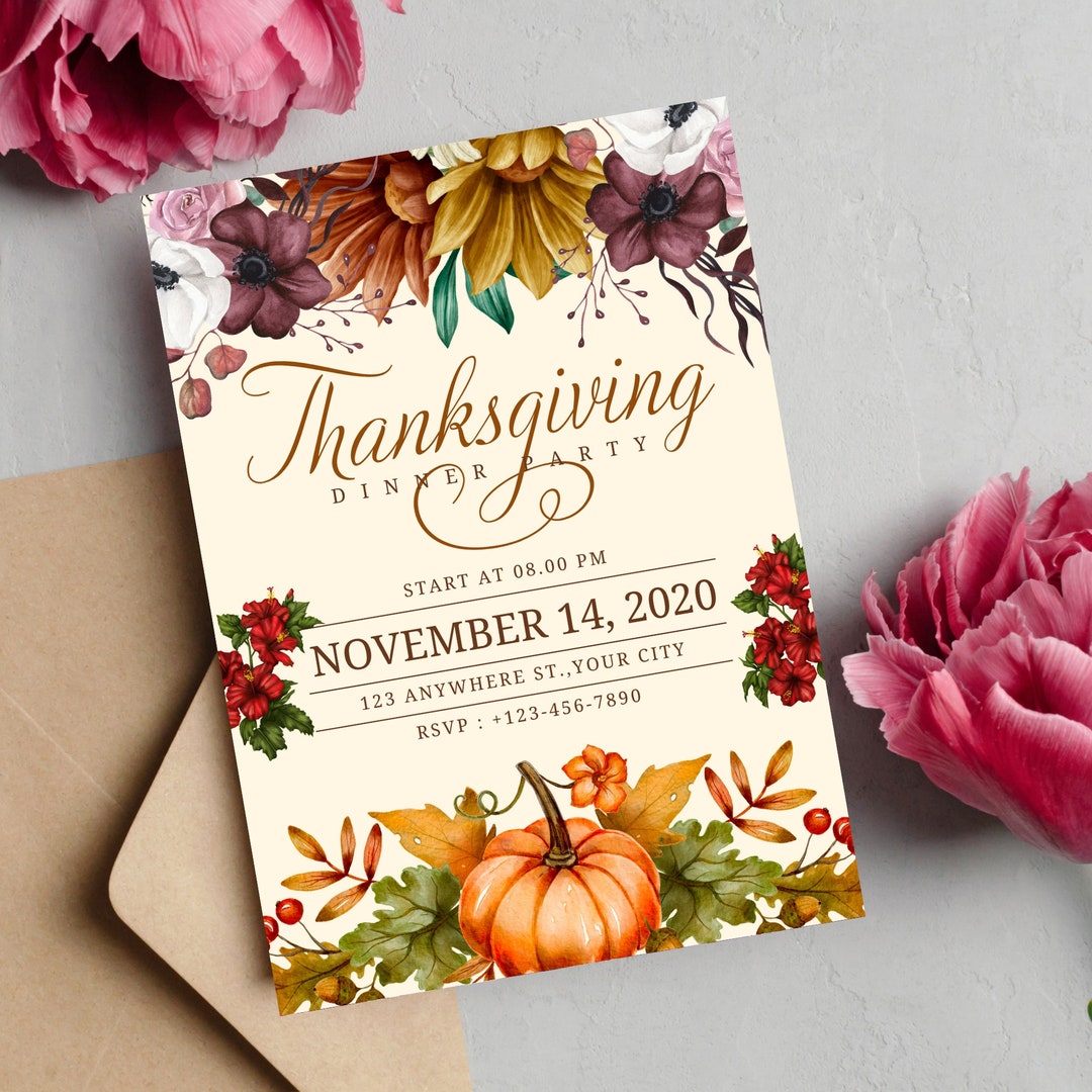 Editable Thanksgiving Dinner Invitation Digital Thanksgiving - Etsy