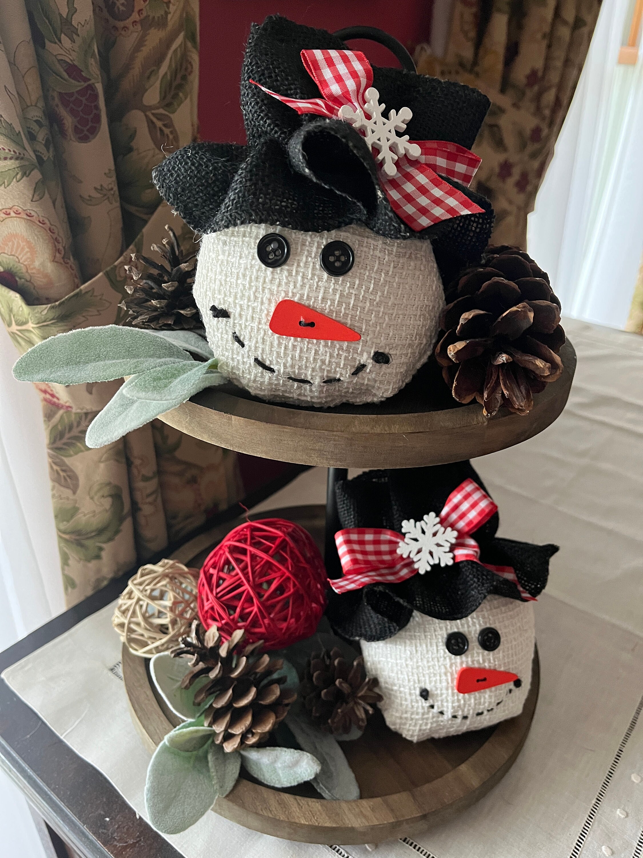 Handmade Snowman Face Bowl Filler, Adorable Winter Decoration, Holiday ...