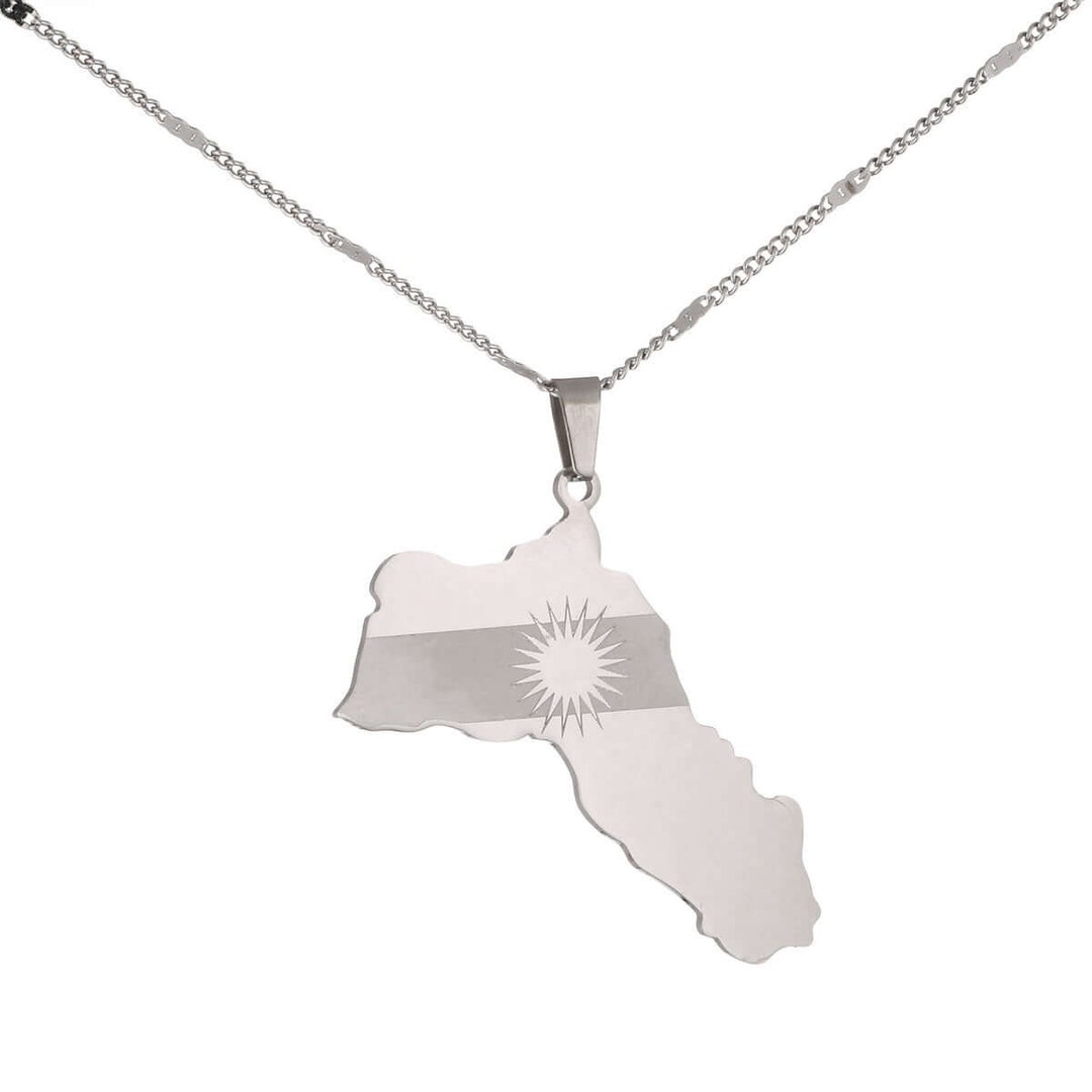 Kurdistan Map With Flag Map Pendant With Necklace Chain Unisex Women ...
