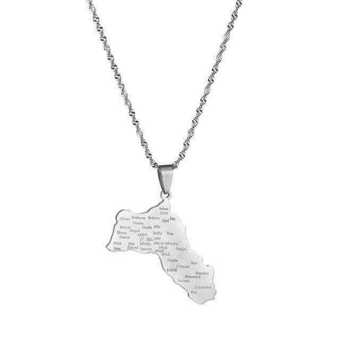 Kurdistan Map Provinces Map Pendant With Necklace Chain Unisex Women ...