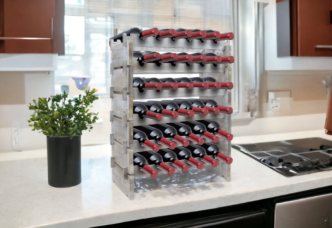 Wood Wine Stackable Rack 6 Tier Rustic Style Wine Racks for - Etsy