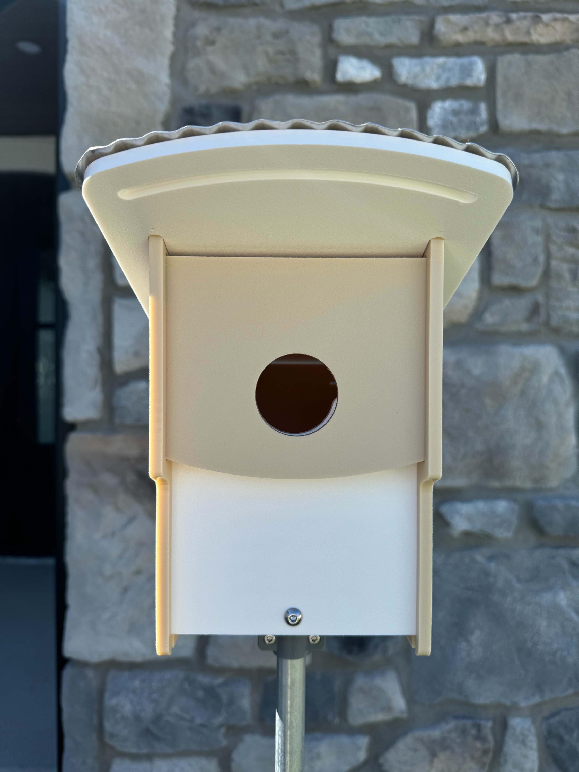 Weatherproof, Metal Roof, Bird House: Tan & White Panels - Etsy