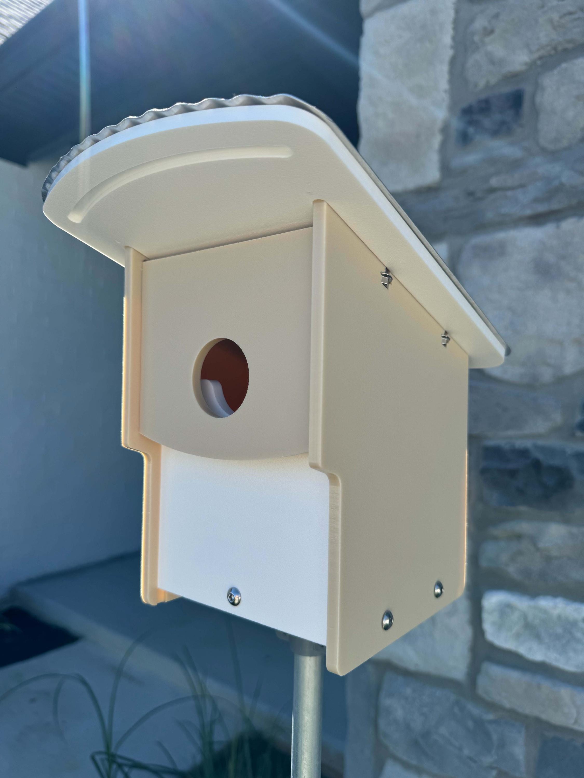 Weatherproof, Metal Roof, Bird House: Tan & White Panels - Etsy