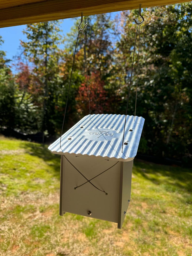Weatherproof, Metal Roof, Bird House: Gray & White Panels - Etsy