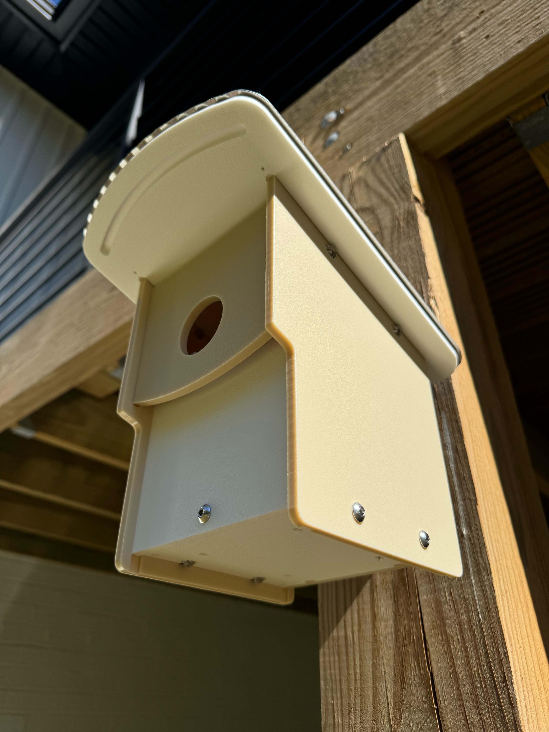 Weatherproof, Metal Roof, Bird House: Tan & White Panels - Etsy