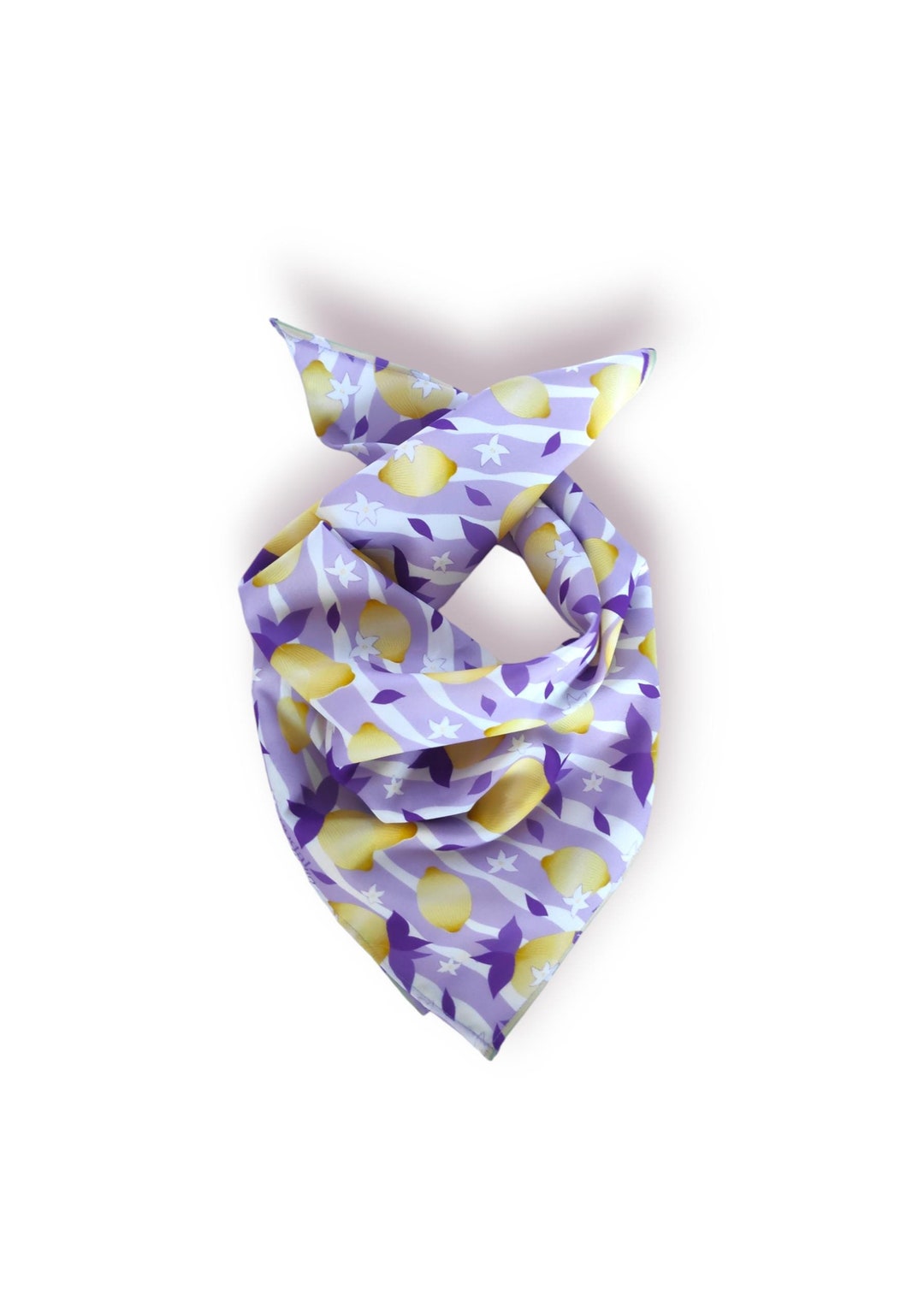 Artificial Silk Bandana,lemon Women Bandana,flower Square Scarf,lilac ...