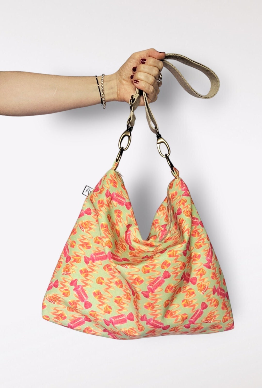 Handmade Candy Print Hobo Bag: Recycled Polyester Crossbody - Etsy