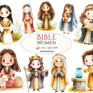 Women of the Bible Clipart Bundle, Biblical People, Praying Sisters ...