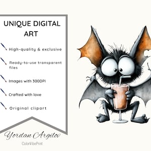 Quirky Halloween Bats Funny Clipart Bundle, Quirky Spooky Bats, Cute ...