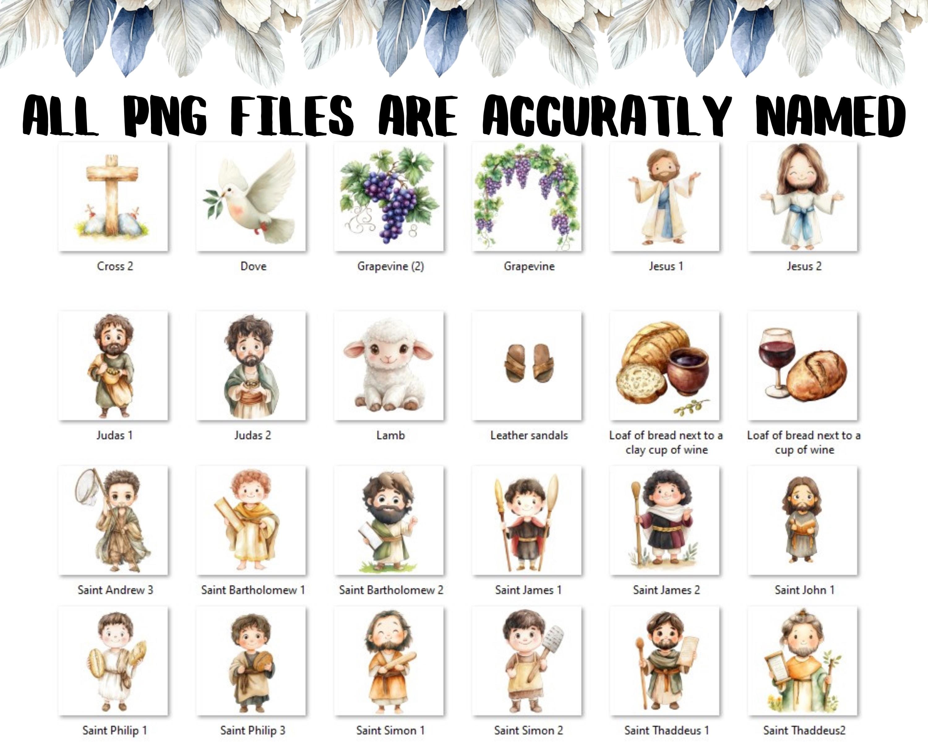 Biblical Characters Clipart, Twelve Apostles Bible Story, Biblical ...