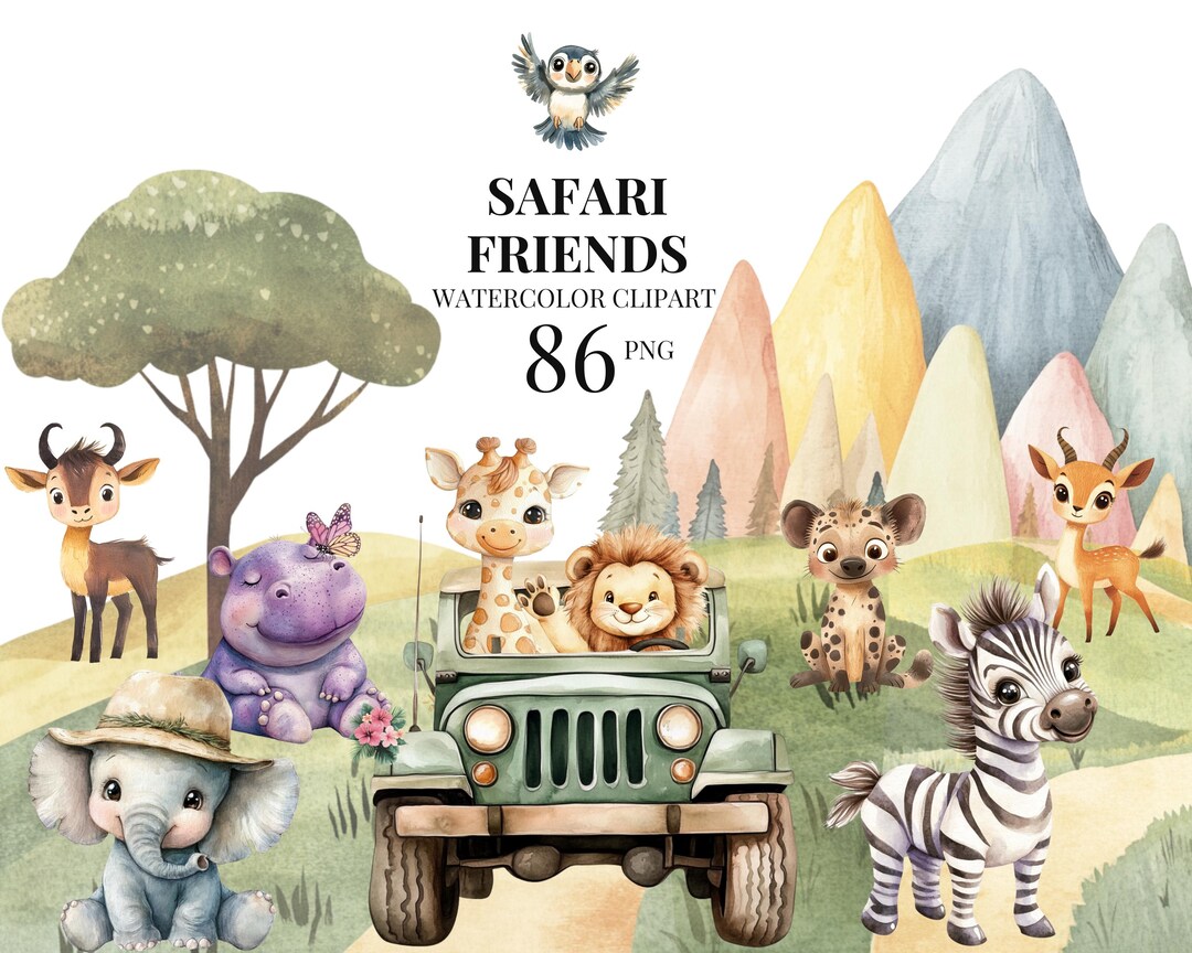 Safari Animal Clipart PNG, Jungle Explorer Animals, Cute Wildlife ...
