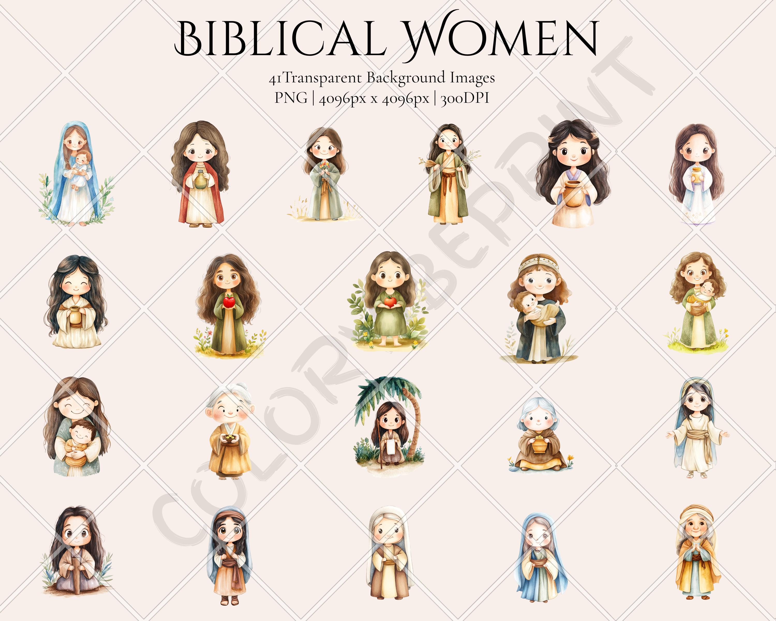 Women of the Bible Clipart Bundle, Biblical People, Praying Sisters ...