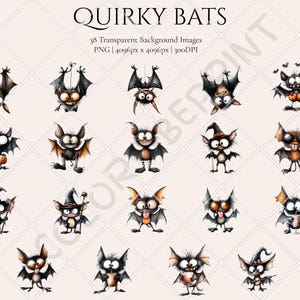 Quirky Halloween Bats Funny Clipart Bundle, Quirky Spooky Bats, Cute ...