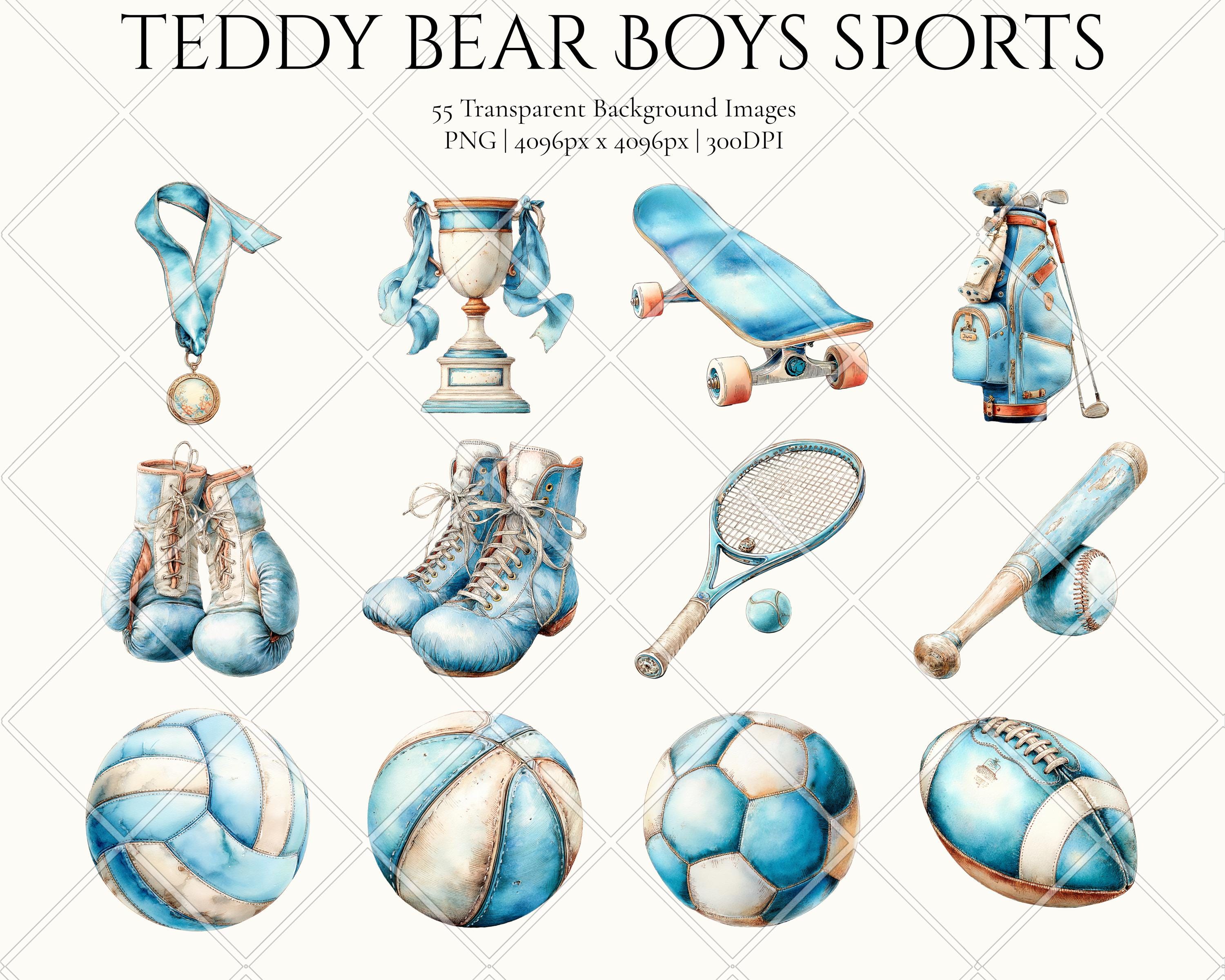 Teddy Bear Sports Clipart Bundle, Blue Nursery Printable Decor ...