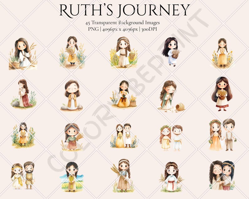 Ruth Story Clipart Bundle, Biblical Characters, Bible Story, Religious ...