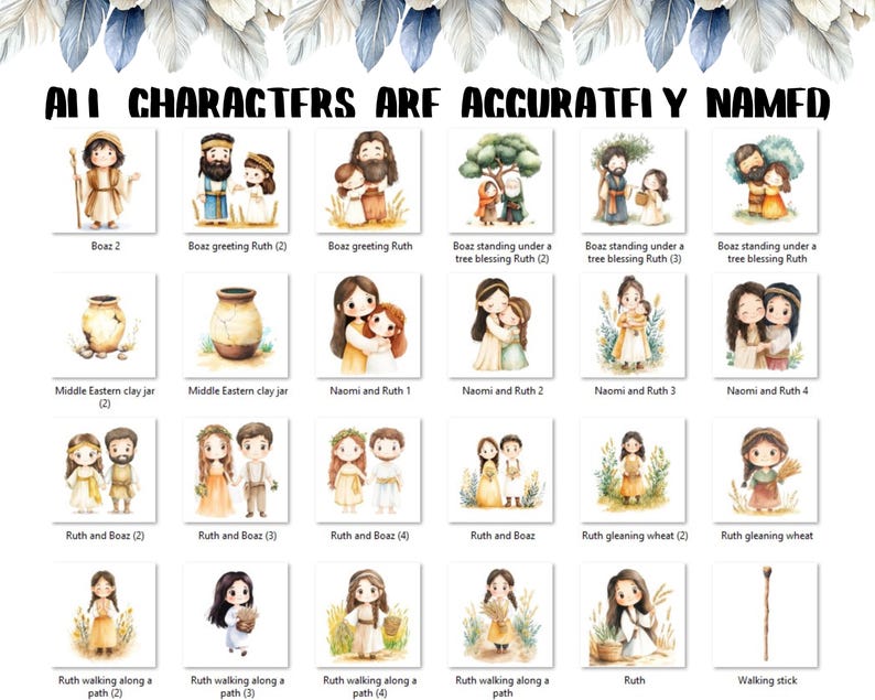 Ruth Story Clipart Bundle, Biblical Characters, Bible Story, Religious ...