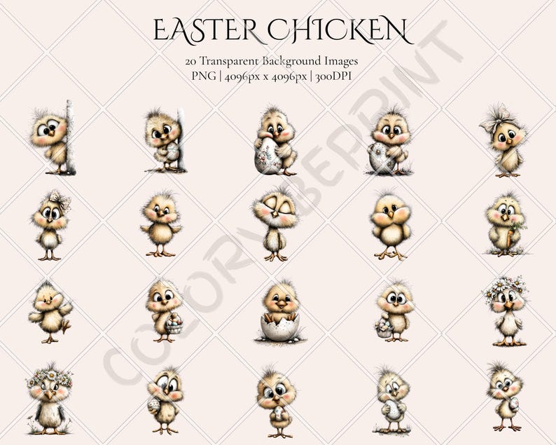 Easter Chicken Clipart, Cute Baby Chick Watercolor PNG, Spring Nursery ...