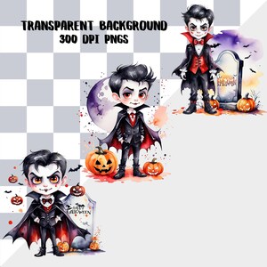Little Vampire Boys Halloween Clipart, 20 PNG, Haunting Clipart ...