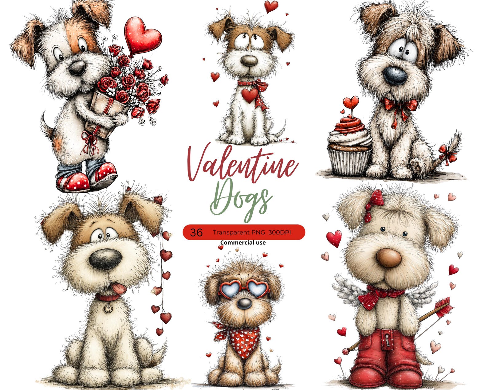 Valentine Dogs Clipart Bundle, Puppy Love Graphics, Cute Nursery ...