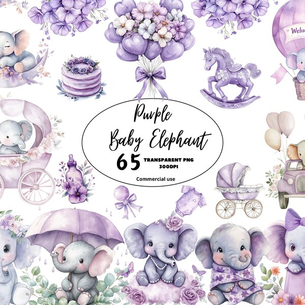 Purple Elephant - Etsy