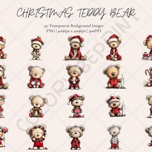 Christmas Teddy Bear Clipart Bundle, Festive Holiday Graphics, Quirky ...