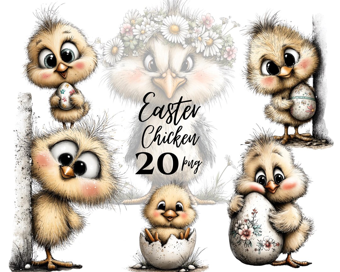 Easter Chicken Clipart, Cute Baby Chick Watercolor PNG, Spring Nursery ...