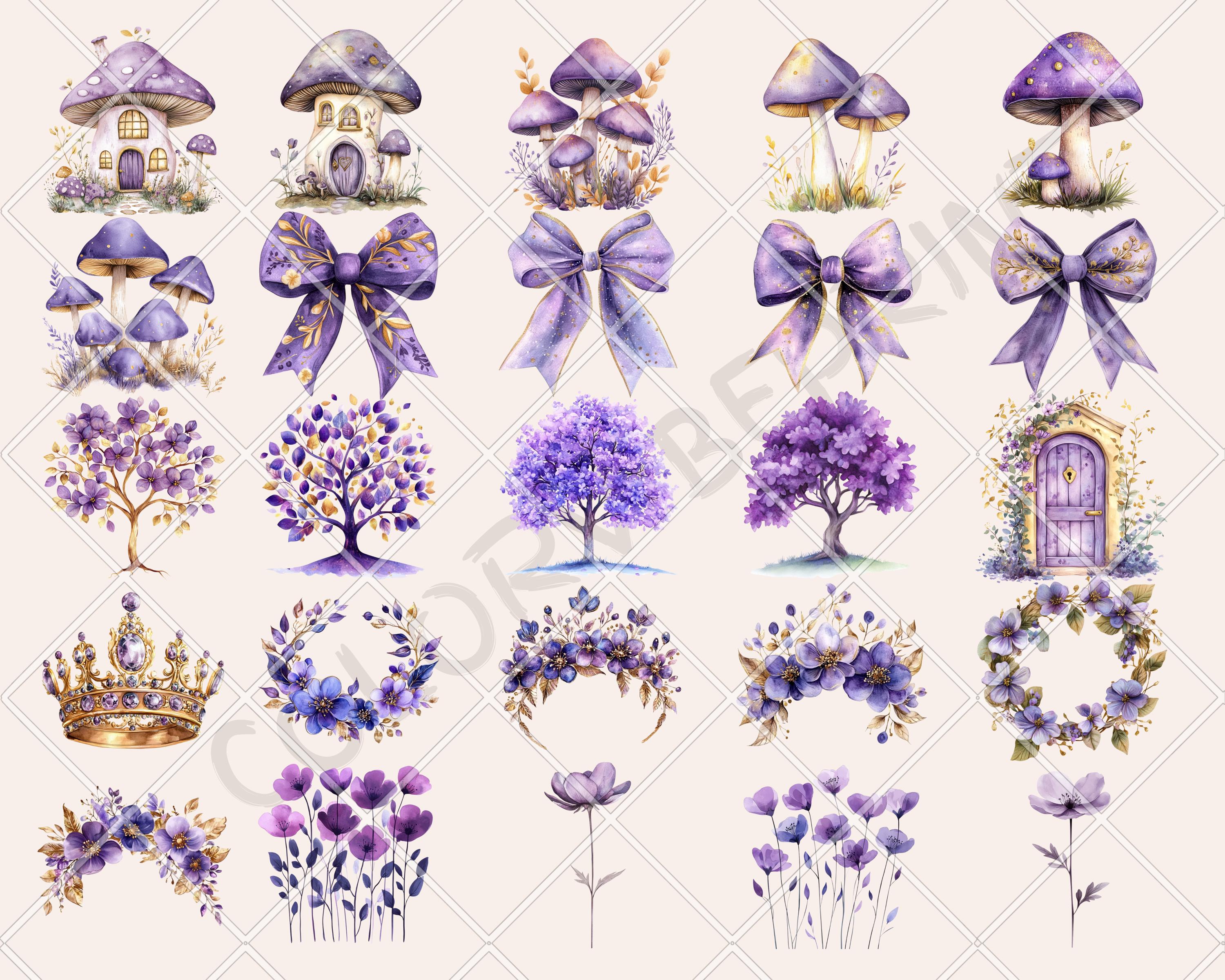 Watercolor Fairy Clipart, Purple Pastel, Enchanted Forest (digital ...