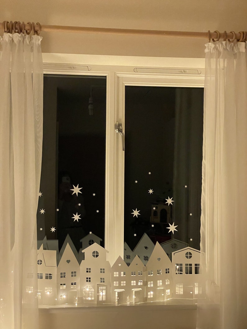 Christmas Window Scene, Houses Village Town Scene Decoration - Etsy
