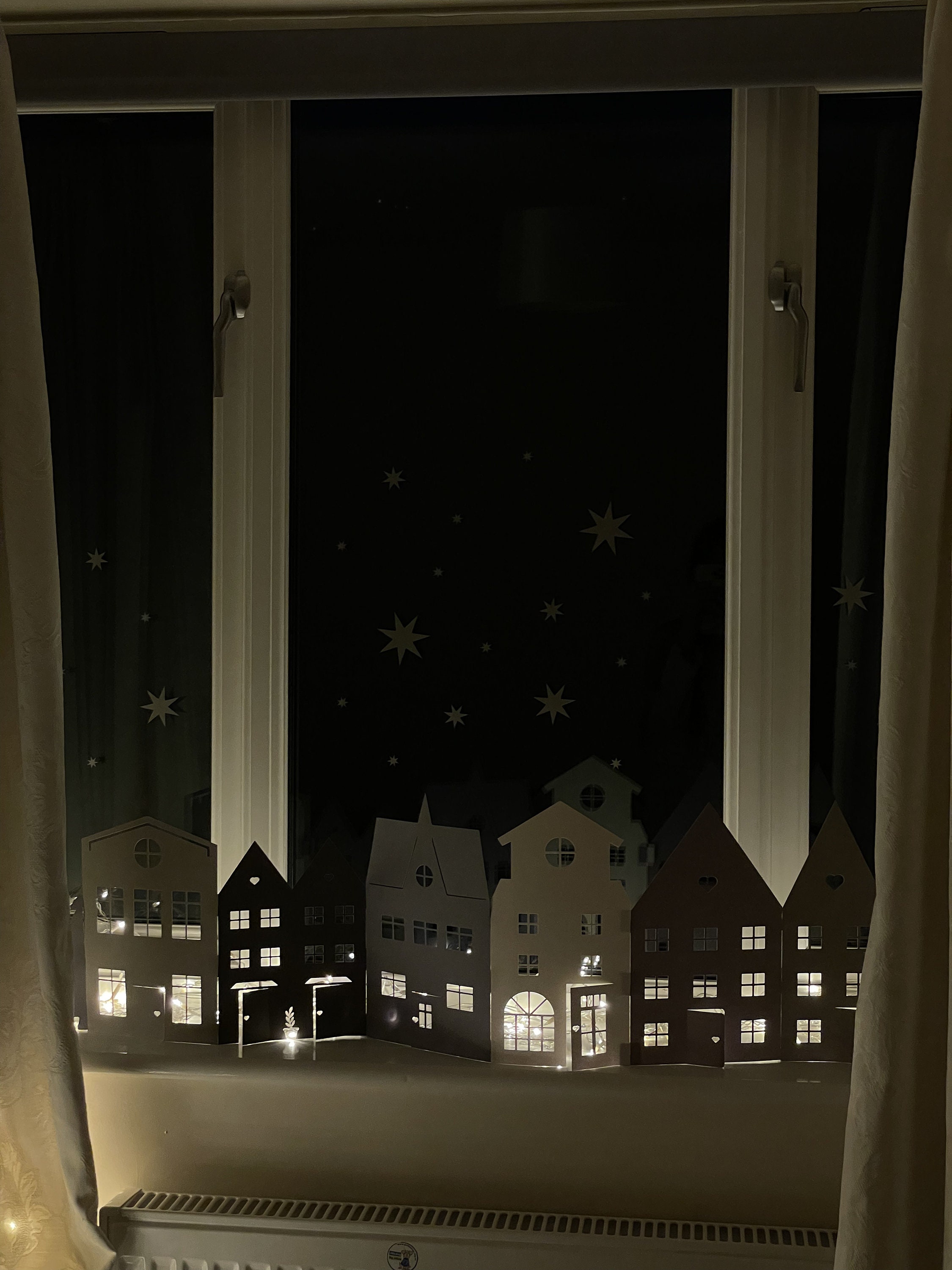 Concertina Houses in Grey Tones, Paper Villages, Christmas Window ...