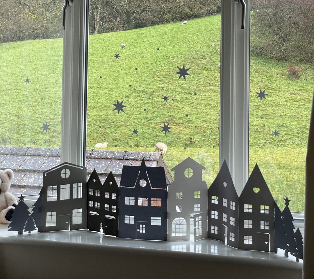 Paper Houses SVG, Christmas Window Display, Concertina Houses, Paper ...