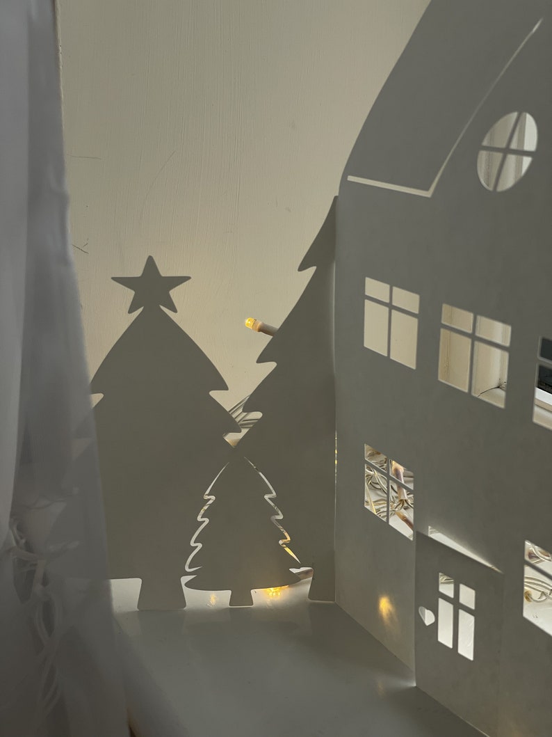 Christmas Window Scene, Houses Village Town Scene Decoration - Etsy