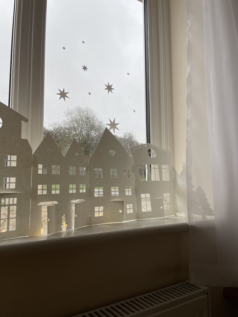 Christmas Window Scene, Houses Village Town Scene Decoration - Etsy