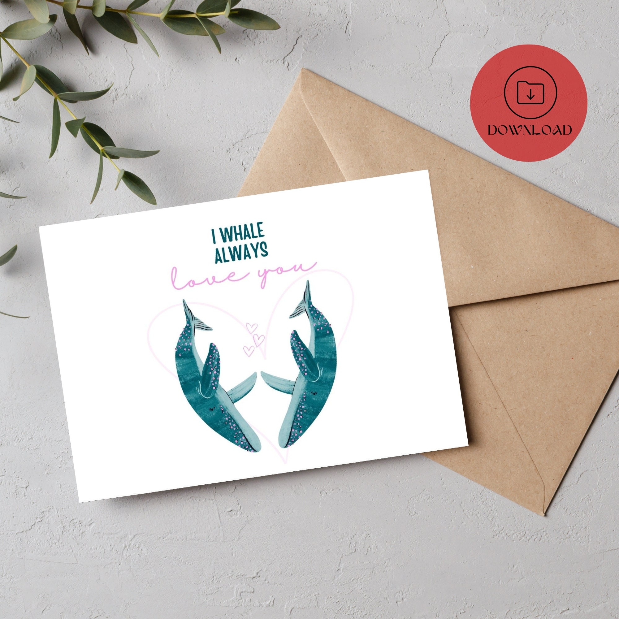 Whale Valentine Card i Whale Always Love Youvalentine's Day Card-whale ...