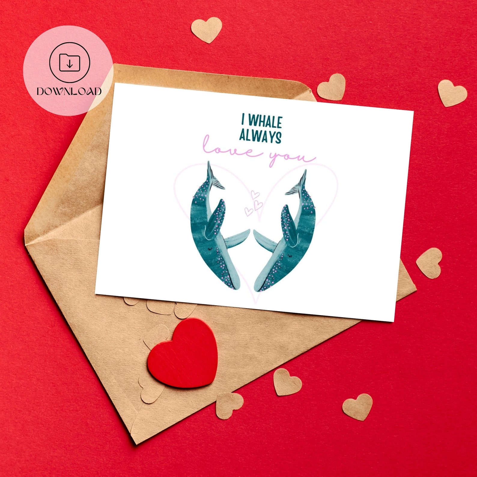 Whale Valentine Card i Whale Always Love Youvalentine's Day Card-whale ...