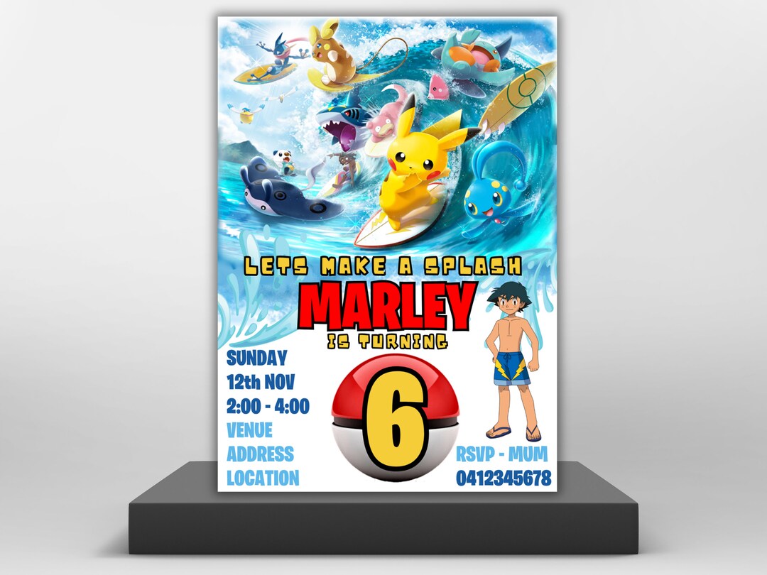 Pokemon Pool Party Birthday Invitation - Etsy