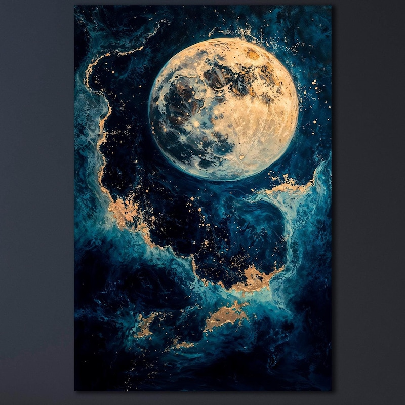 Blue Moon Painting - Etsy