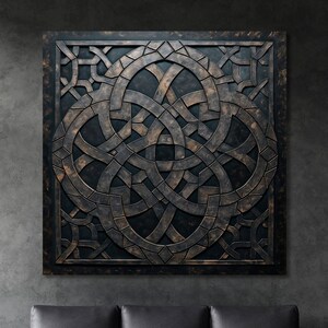 Celtic Knot Canvas Wall Art Symmetrical Dark Metal Color Print Medieval ...