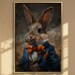 Dapper Rabbit in Bowtie Painting Print Elegant Bunny Canvas Wall Art ...