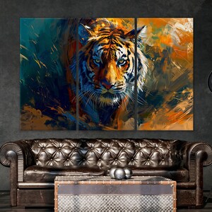 Majestic Tiger Large Canvas Wall Art Wild Cat Painting Print Canvas ...