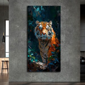 Undaunted Tiger in the Jungle Wall Art Decor Wild Cat Painting Print ...