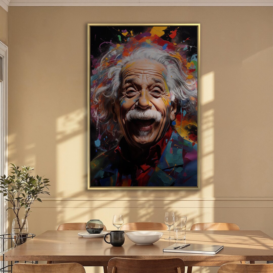 Albert Einstein Laughing Canvas Wall Art Pop Art Portrait Painting ...
