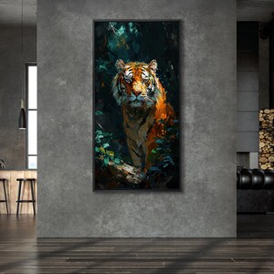 Undaunted Tiger in the Jungle Wall Art Decor Wild Cat Painting Print ...